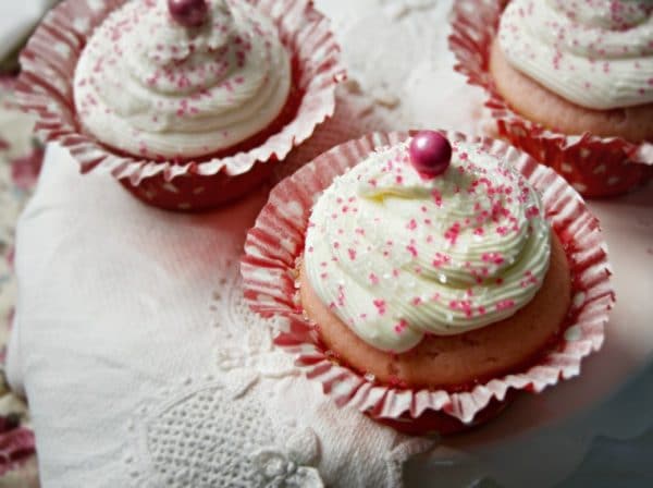 Easy Pink Vanilla Cupcakes • Loaves and Dishes