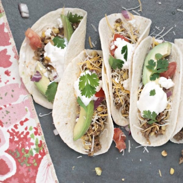 Easy 15 minute Beef and Rice and Corn Burrito • Loaves and Dishes
